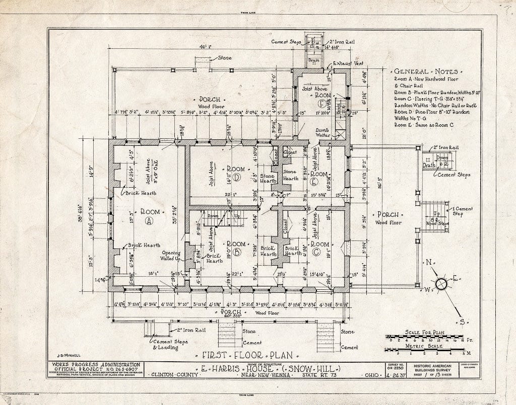 Blueprint HABS Ohio,14-NEVIE.V,1- (Sheet 1 of 13) - E. Harris House, S ...