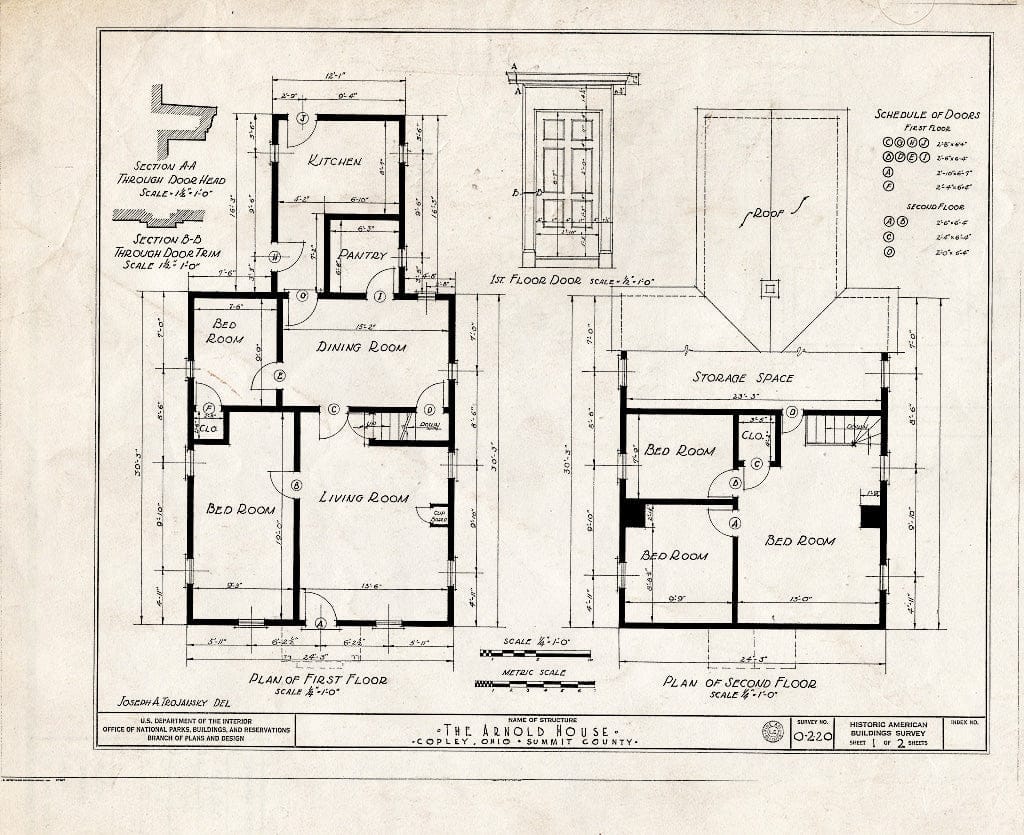Blueprint HABS Ohio,77-COP,1- (Sheet 1 of 2) - Arnold House, Copley, S ...