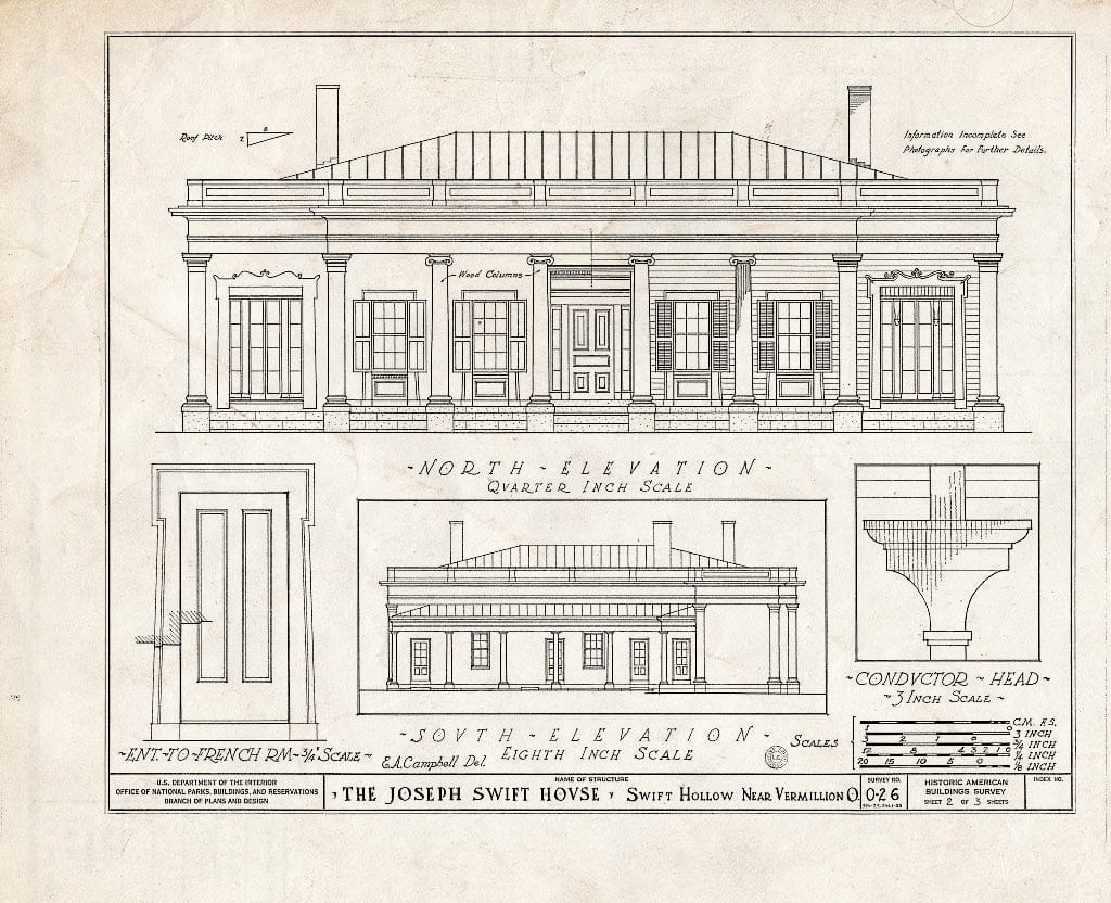 Blueprint HABS Ohio,22-VERM.V,1- (Sheet 2 of 3) - Joseph Swift House ...
