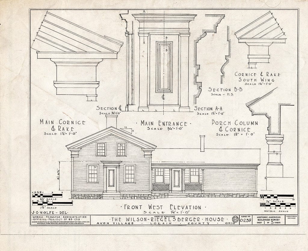 Blueprint HABS Ohio,47-AVO,2- (Sheet 1 of 3) - Wilson-Riegelsberger Ho ...