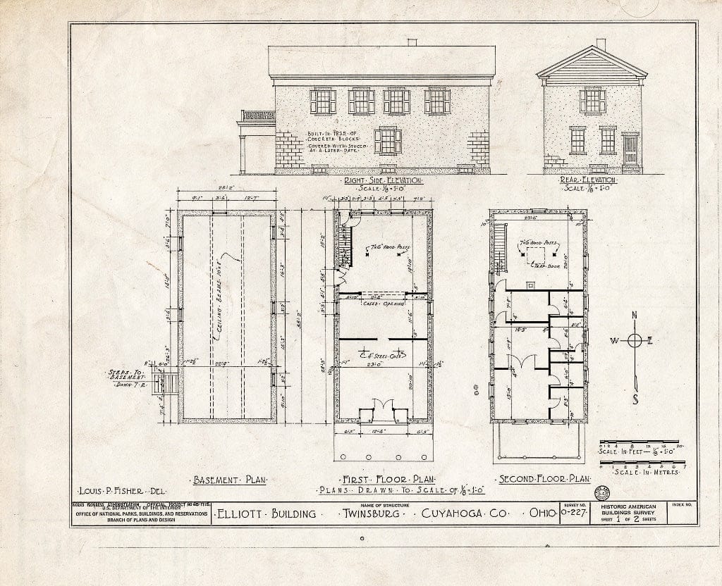Blueprint HABS Ohio,77-TWINB,2- (Sheet 1 of 2) - Elliott Building, Rou ...