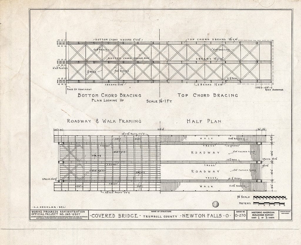 Blueprint Bottom Chord Bracing, Top Chord Bracing, Roadway & Walk Fram ...