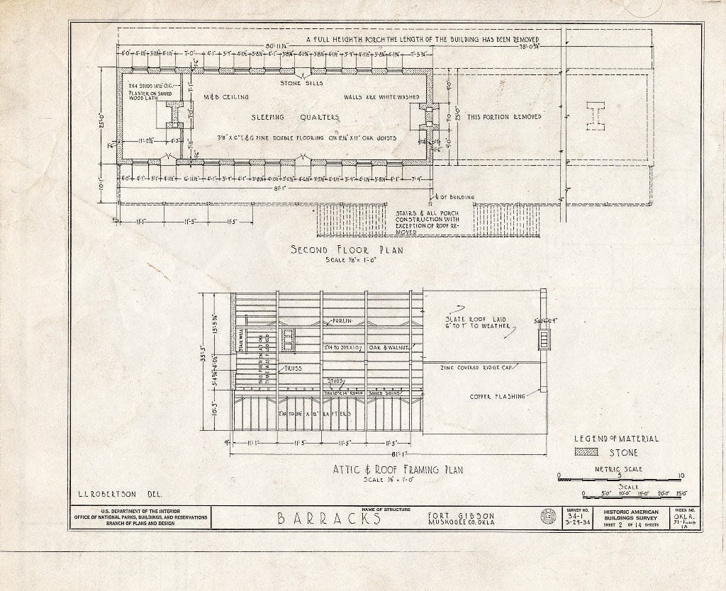 Blueprint HABS OKLA,51-FOGIB,1A- (Sheet 2 of 14) - Fort Gibson, Barrac ...