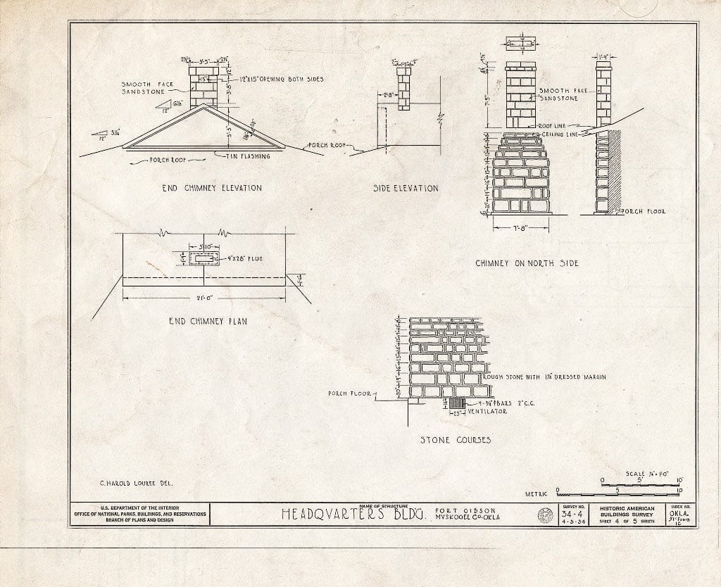 Blueprint HABS OKLA,51-FOGIB,1C- (Sheet 4 of 5) - Fort Gibson, Headqua ...