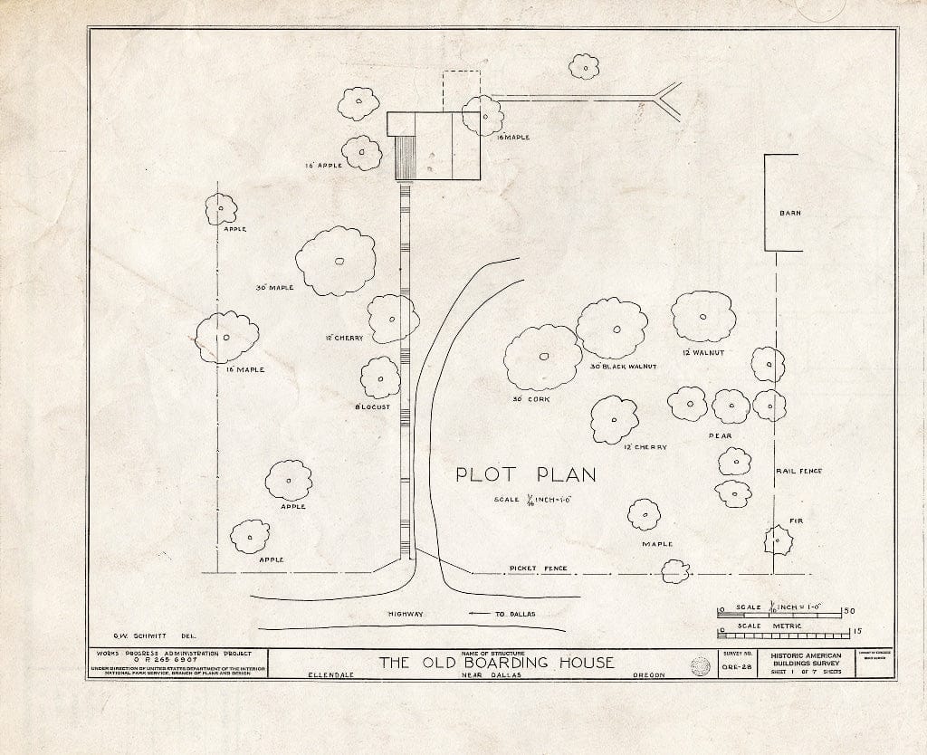 Blueprint HABS ORE,27-DAL.V,1- (Sheet 1 of 7) - Boarding House, Ellend ...