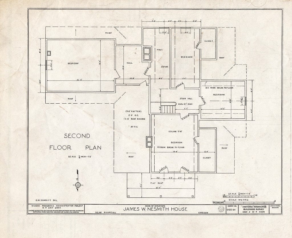 Blueprint HABS ORE,34-Rick.V,1- (Sheet 3 of 9) - James W. Nesmith Hous ...