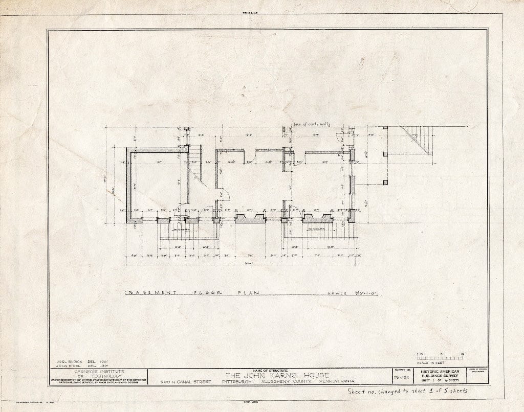 Blueprint HABS PA,2-PITBU,16- (Sheet 1 of 5) - John Karns House, 900 N ...