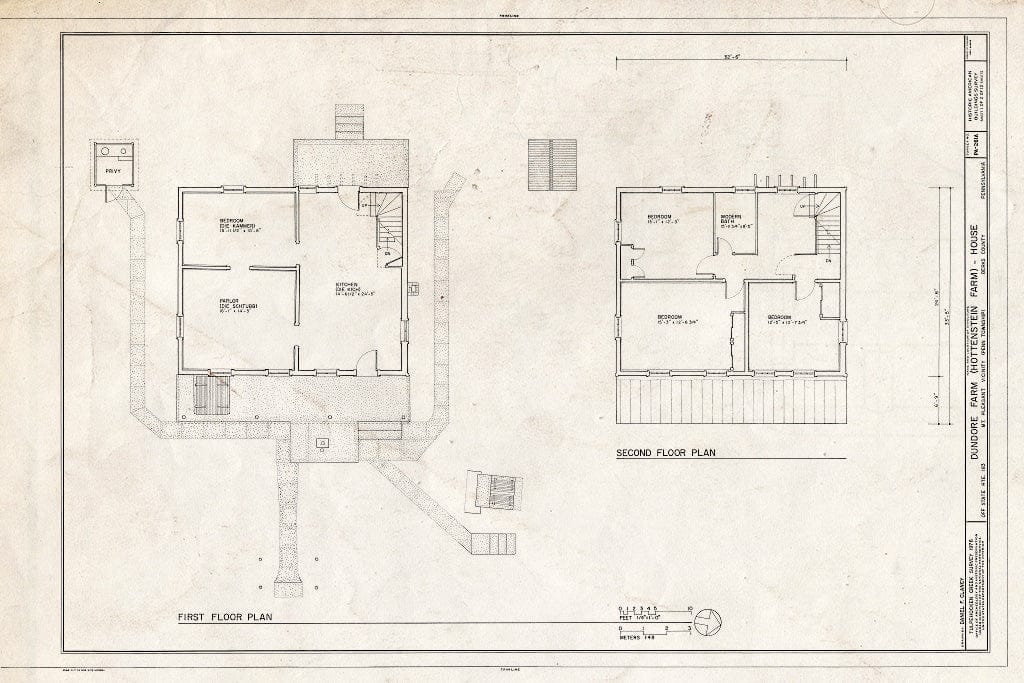 Blueprint HABS PA,6-MTPLES.V,7A- (Sheet 1 of 2) - Dundore Farm, House ...