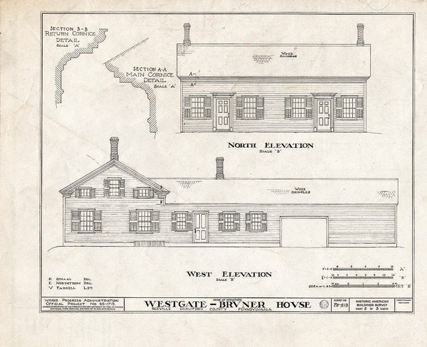 Blueprint HABS PA,20-RICVI,2- (Sheet 2 of 3) - Westgate-Bruner House ...