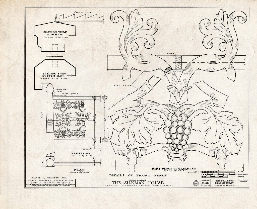 Blueprint HABS PA,35-SCRAN,1- (Sheet 12 of 12) - Silkman House, 2006 N ...