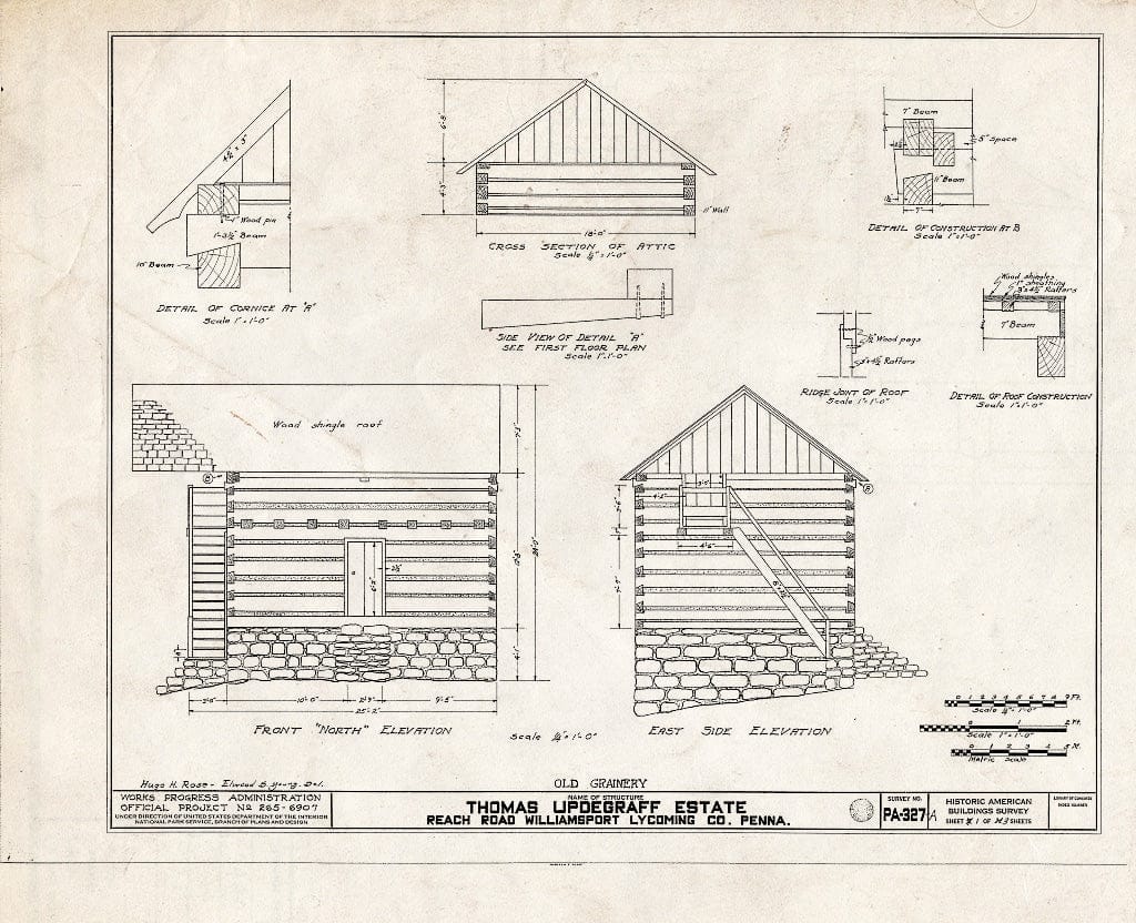 Blueprint HABS PA,41-WILPO,2A- (Sheet 1 of 3) - Thomas Updegraff Log G ...