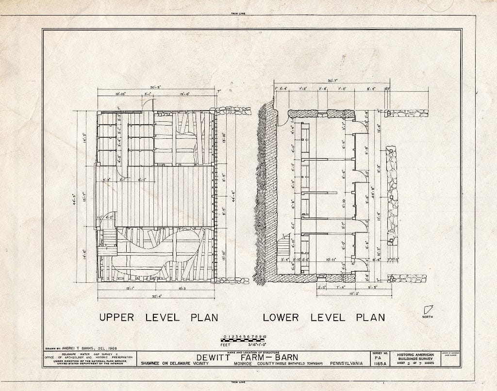 Blueprint HABS PA,45-SHAWD.V,1A- (Sheet 2 of 7) - Dewitt Farm, Barn ...