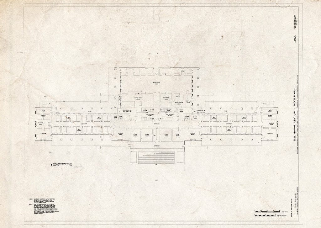 Blueprint Ground Floor Plan - U. S. Naval Asylum, Biddle Hall, Gray's ...