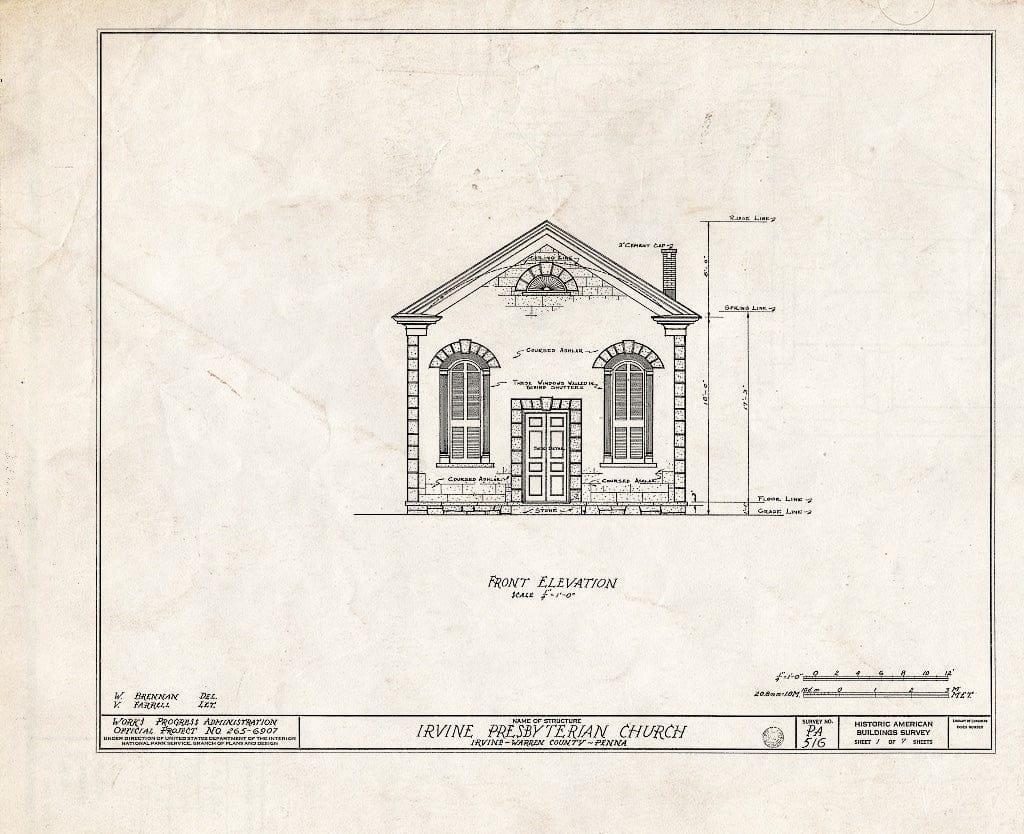 Blueprint HABS PA,62-IRV,1- (Sheet 1 of 7) - Irvine Presbyterian Churc ...