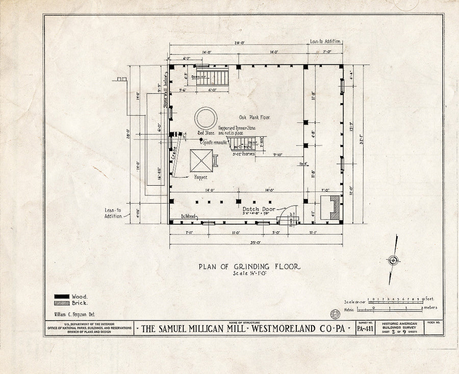Blueprint HABS PA,65-MILTO,1- (Sheet 2 of 9) - Samuel Milligan Mill, L ...