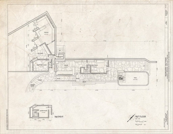 Blueprint Basement & First Floor Plans - Fallingwater, Guest House, St ...