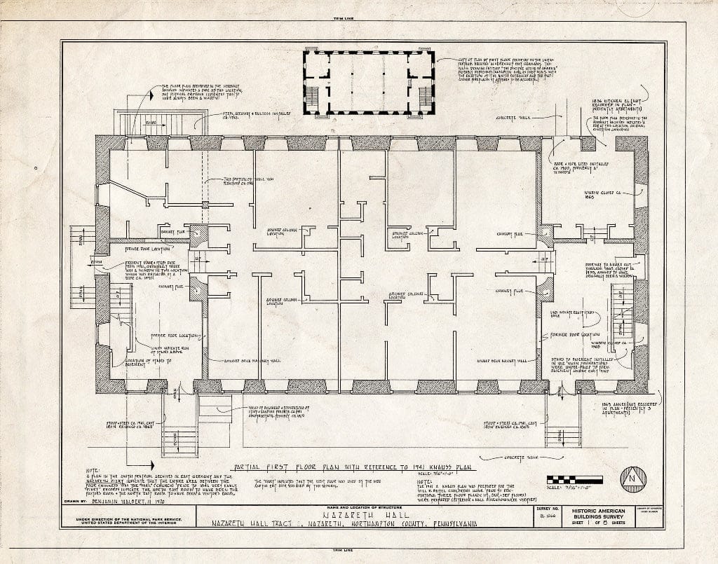 Blueprint HABS PA,48-Naz,3- (Sheet 1 of 8) - Nazareth Hall, Nazareth H ...