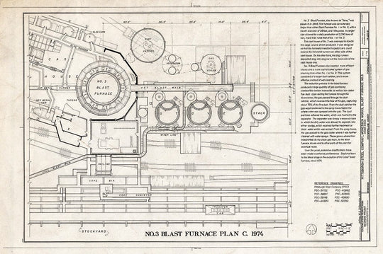 Blueprint No. 3 Blast Furnace Plan C, 1974 - Pittsburgh Steel Company ...