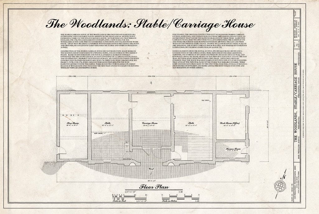 Blueprint HABS PA-1125-A (Sheet 1 of 2) - The Woodlands, Stable-Carria ...