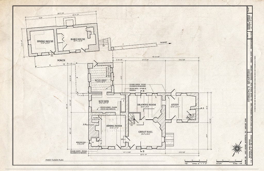 Blueprint First Floor Plan. - Stirling's Quarters, 555 Yellow Springs ...