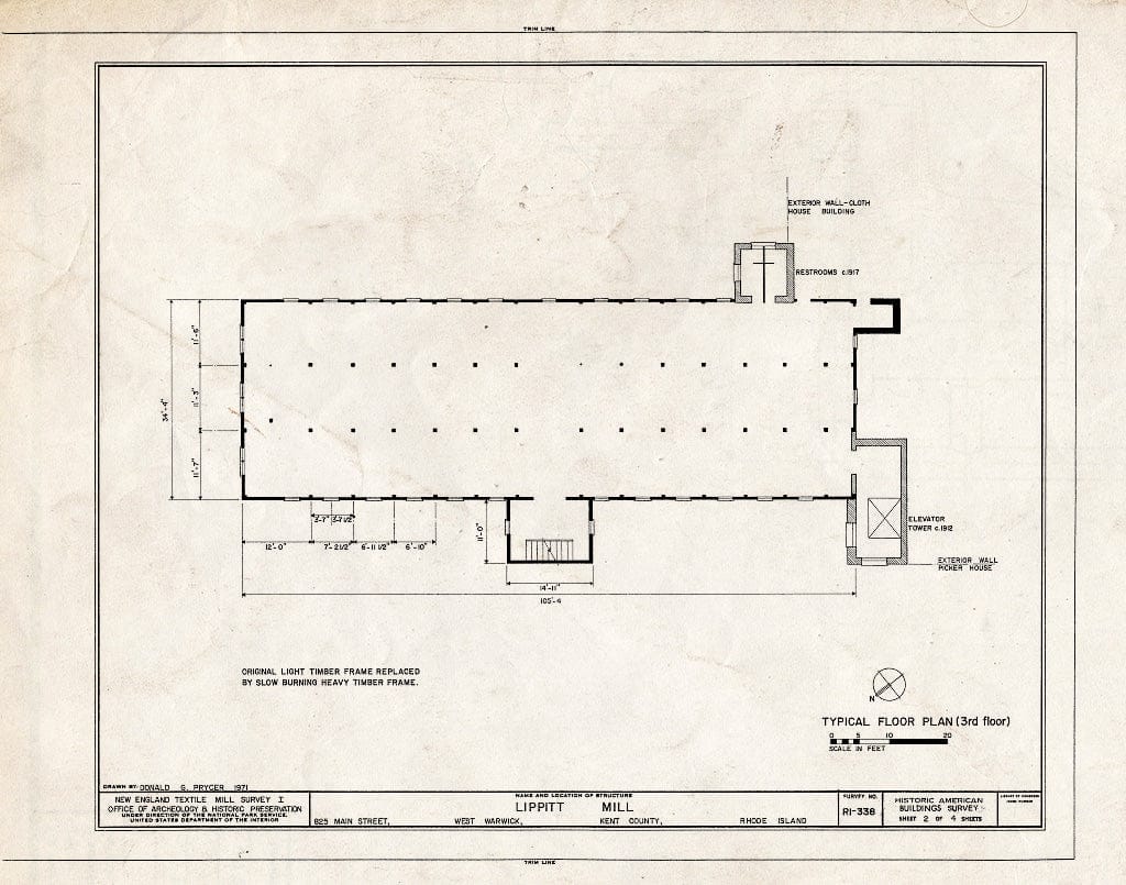 Blueprint HABS RI,2-WARW,1- (Sheet 2 of 4) - Lippitt Mill, 825 Main St ...