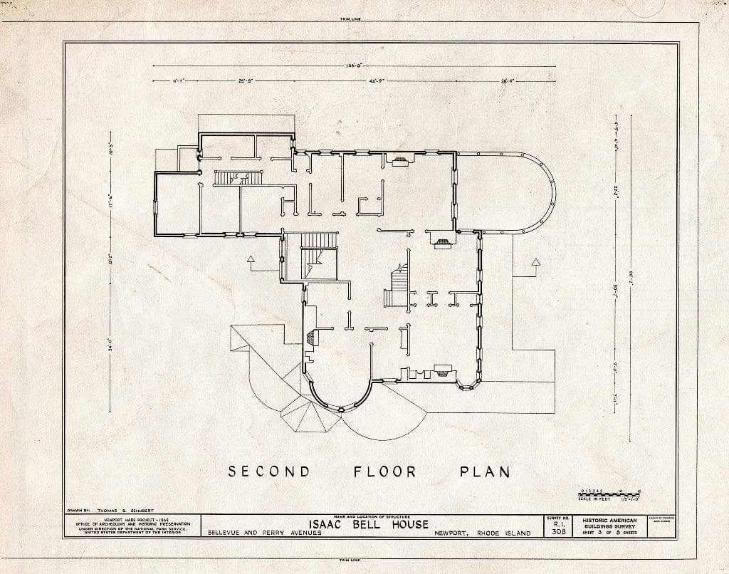 Blueprint HABS RI,3-NEWP,44- (Sheet 3 of 8) - Isaac Bell House, 70 Per ...