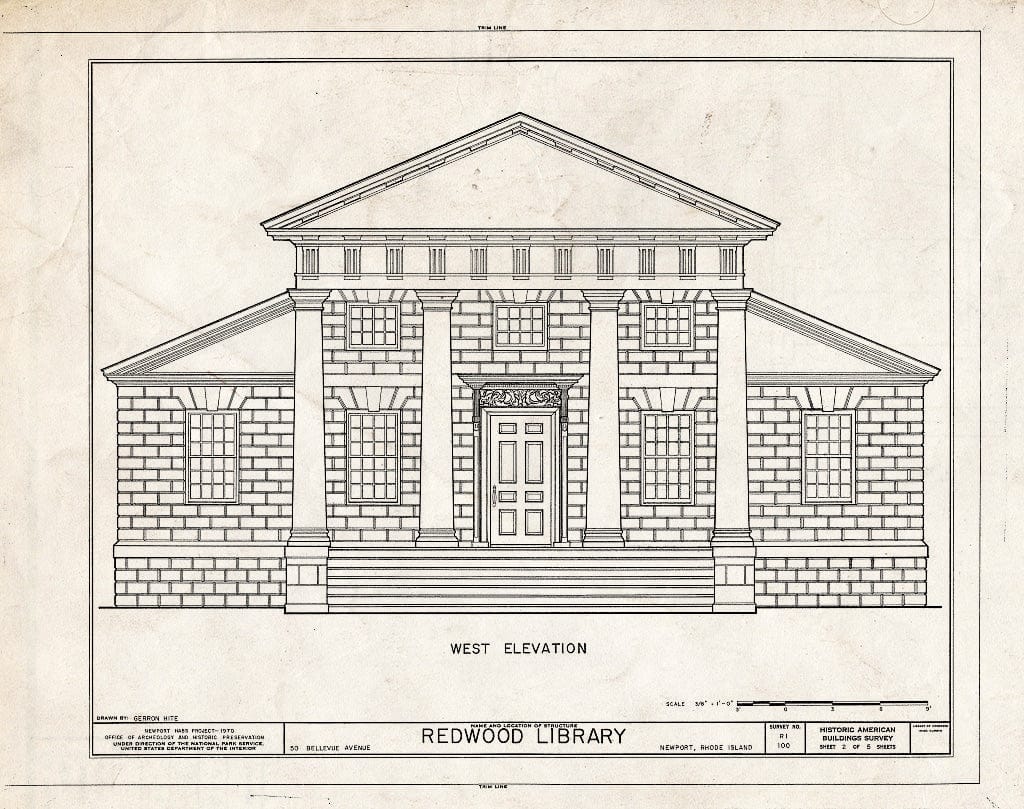 Blueprint HABS RI,3-NEWP,15- (Sheet 2 of 5) - Redwood Library, 50 Bell ...