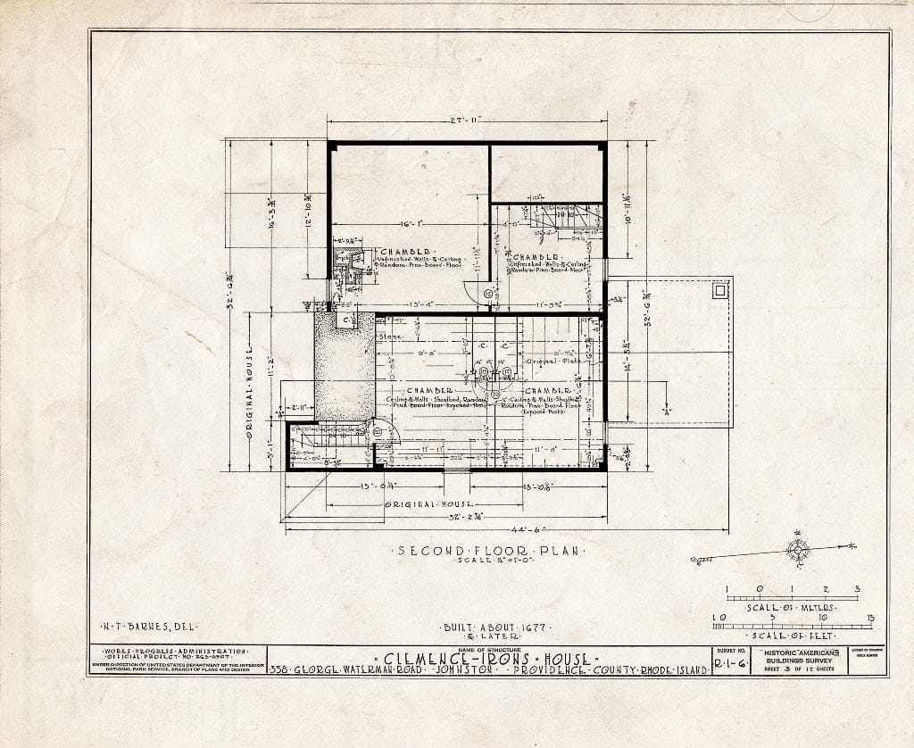 Blueprint HABS RI,4-JONTO,1- (Sheet 3 of 12) - Thomas Clemence House ...