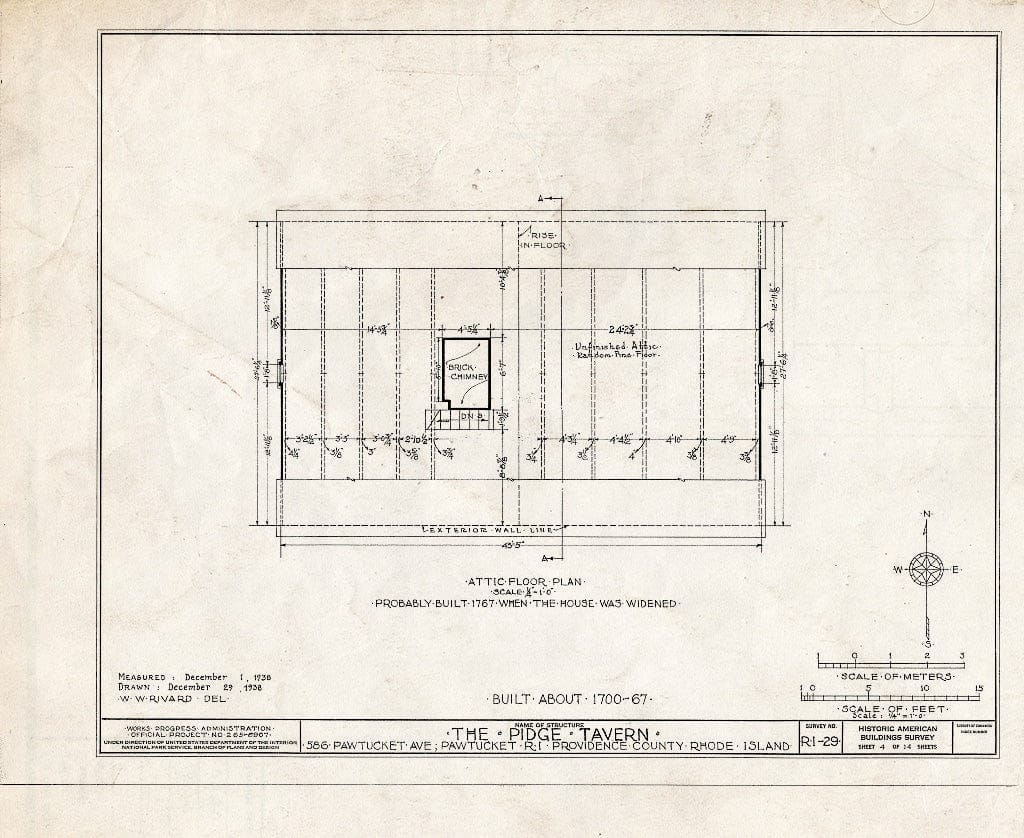 Blueprint HABS RI,4-PAWT,1- (Sheet 4 of 14) - Pidge Tavern, 586 Pawtuc ...