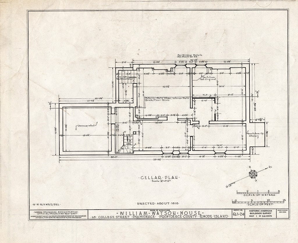 Blueprint HABS RI,4-PROV,28- (Sheet 1 of 38) - William Wilkinson House ...
