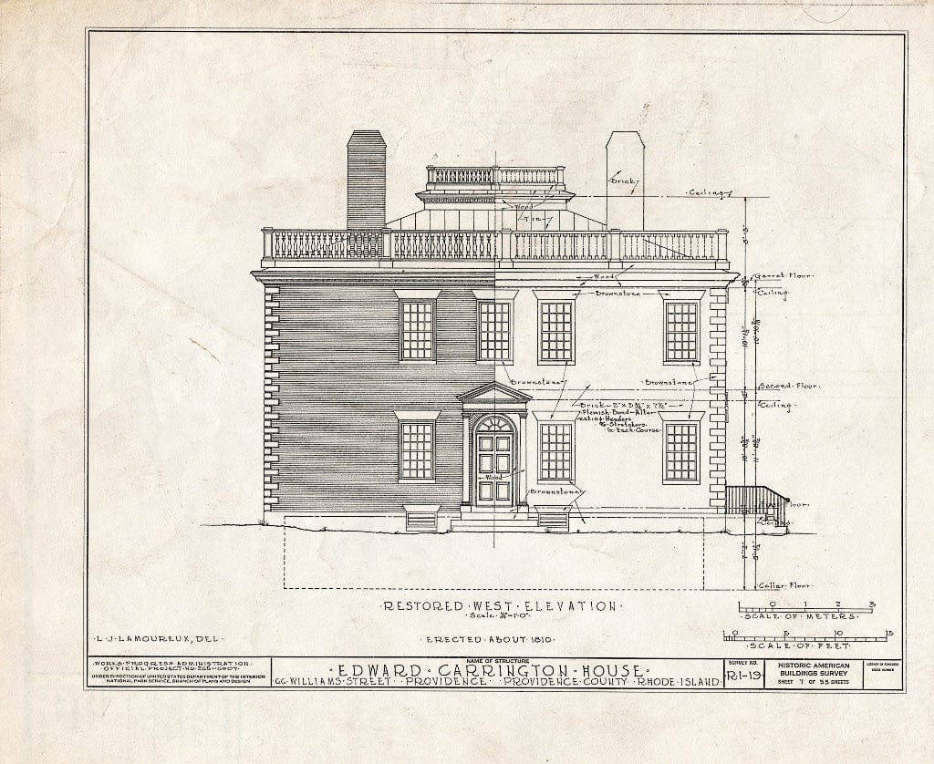 Blueprint HABS RI,4-PROV,25- (Sheet 7 of 55) - Edward Carrington House ...