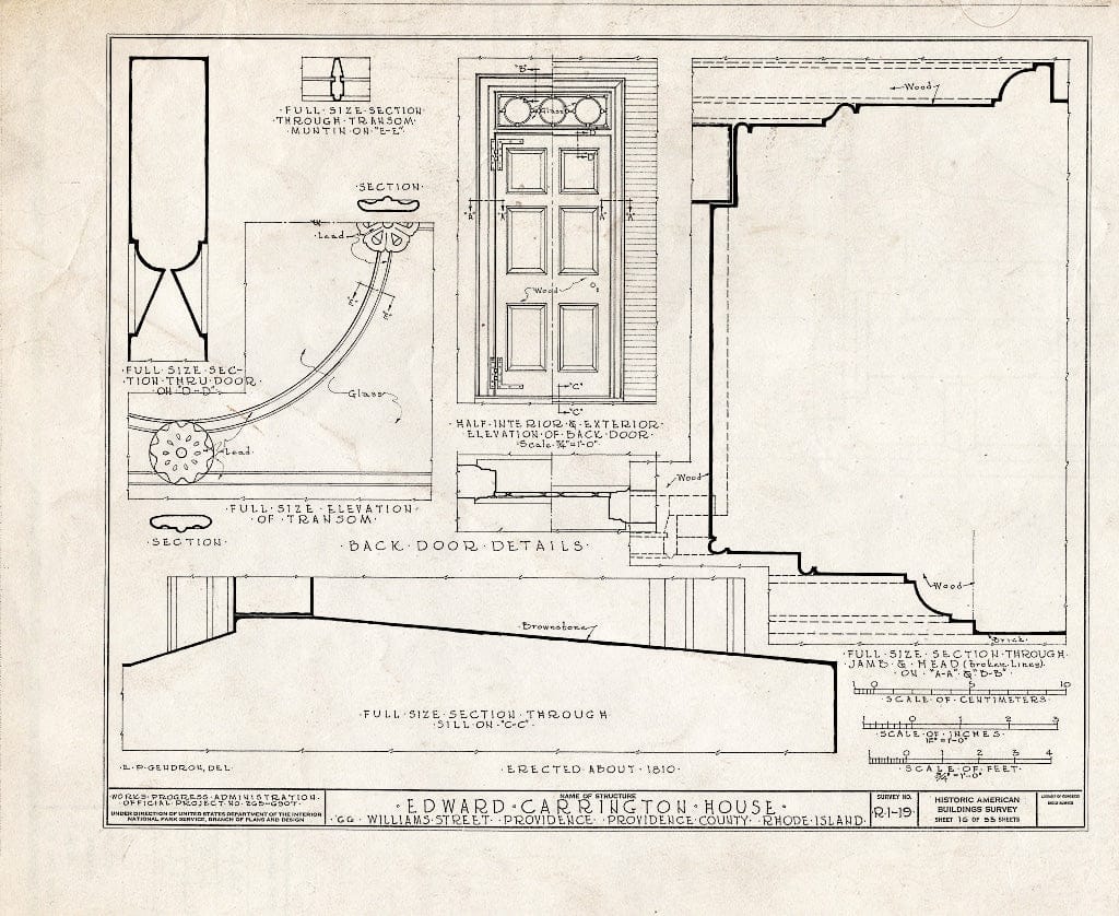 Blueprint HABS RI,4-PROV,25- (Sheet 16 of 55) - Edward Carrington Hous ...