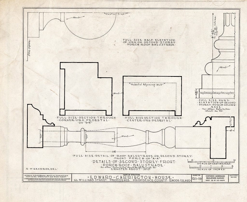 Blueprint HABS RI,4-PROV,25- (Sheet 19 of 55) - Edward Carrington Hous ...
