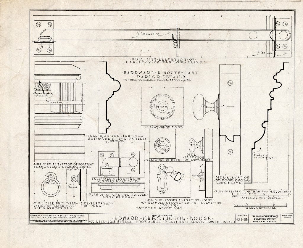 Blueprint HABS RI,4-PROV,25- (Sheet 45 of 55) - Edward Carrington Hous ...