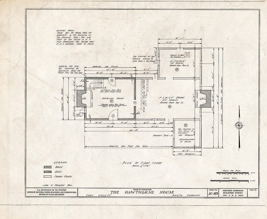 Blueprint HABS SC,46-,2- (Sheet 2 of 8) - Hawthorne House, Catawba Riv ...