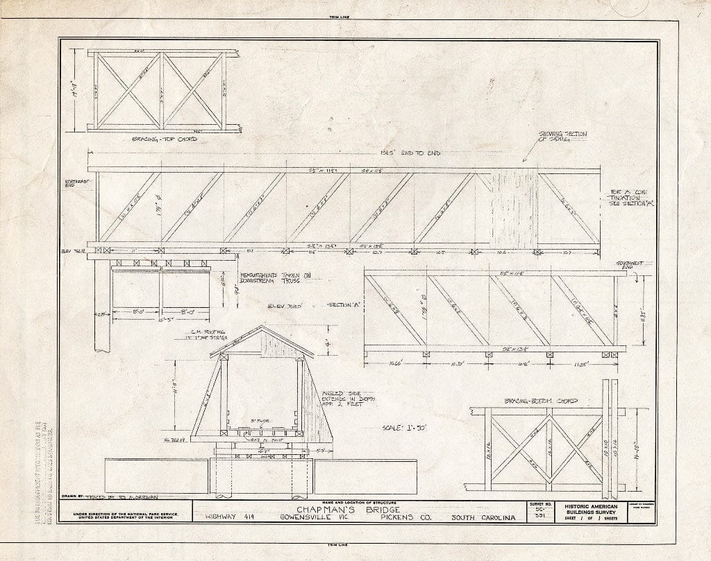 Blueprint Bracing Top Chord, Bracing Bottom Chord - Chapman's Bridge ...
