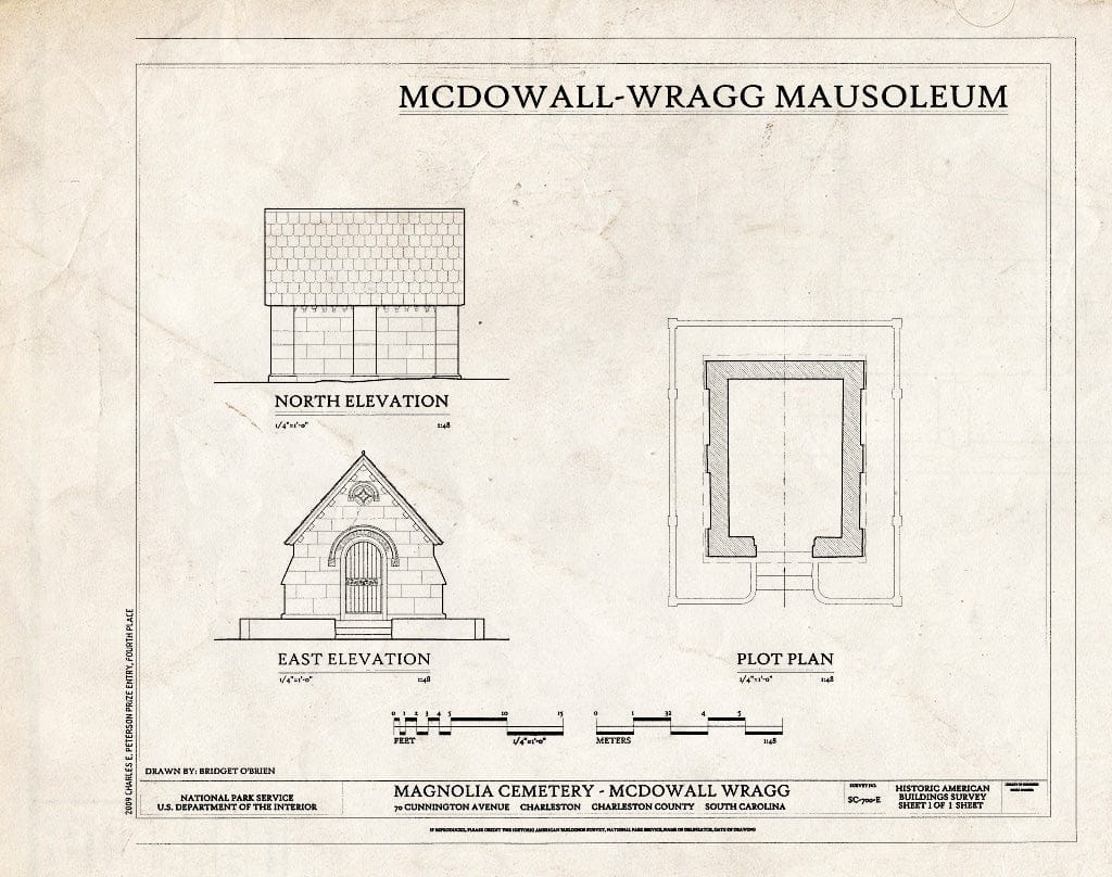 Blueprint Elevations & Plot Plan - Magnolia Cemetery, McDowall-Wragg M ...