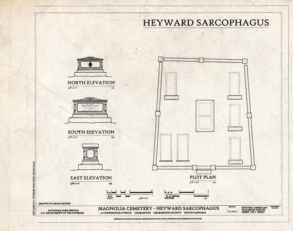 Blueprint Elevations & Plot Plan - Magnolia Cemetery, Heyward Sarcopha ...