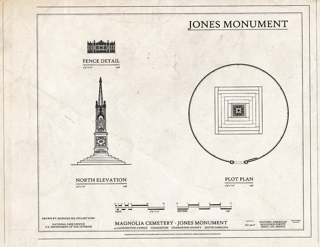 Blueprint Plot Plan, North Elevation & Fence Detail - Magnolia Cemeter ...