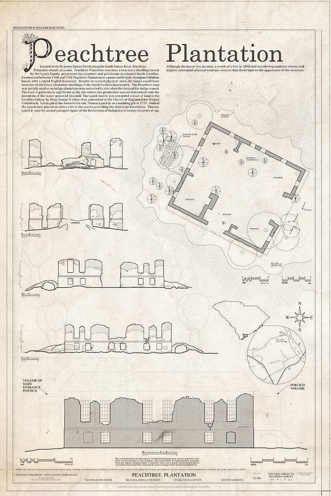 Blueprint Plan, elevations, conjectural Restoration Drawing of Front F ...