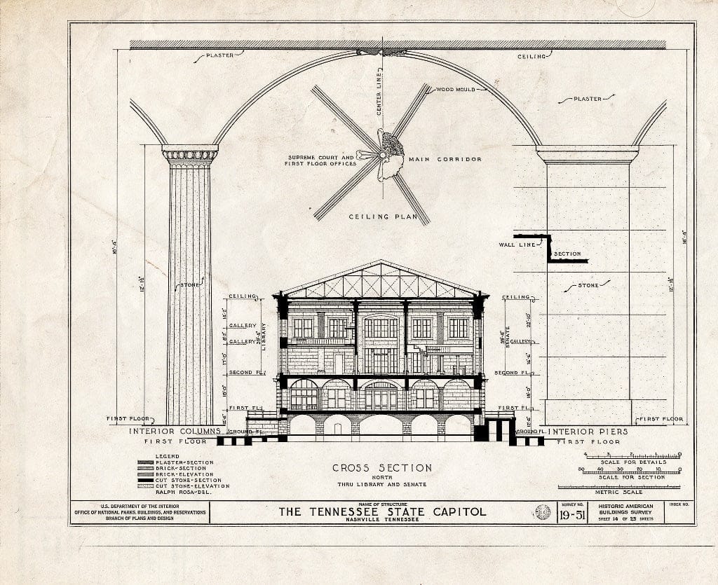 Blueprint HABS Tenn,19-NASH,1- (Sheet 14 of 23) - State Capitol, State ...