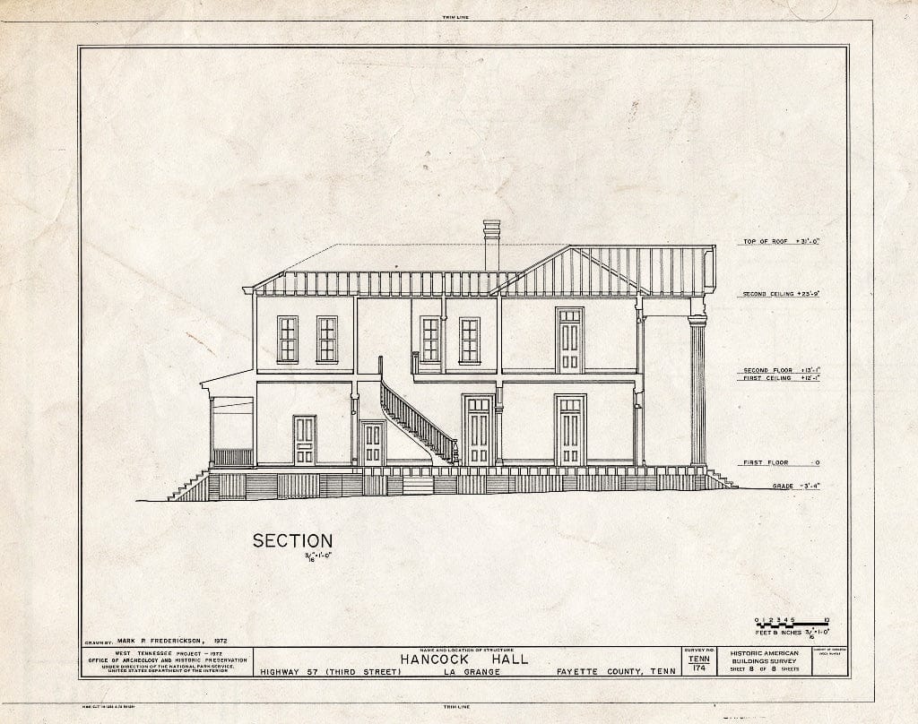 Blueprint HABS Tenn,24-LAGRA,1- (Sheet 8 of 8) - Hancock Hall, Third S ...