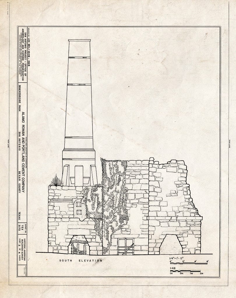 Blueprint HABS TEX,15-SANT,35- (Sheet 3 of 4) - Alamo Roman & Portland ...