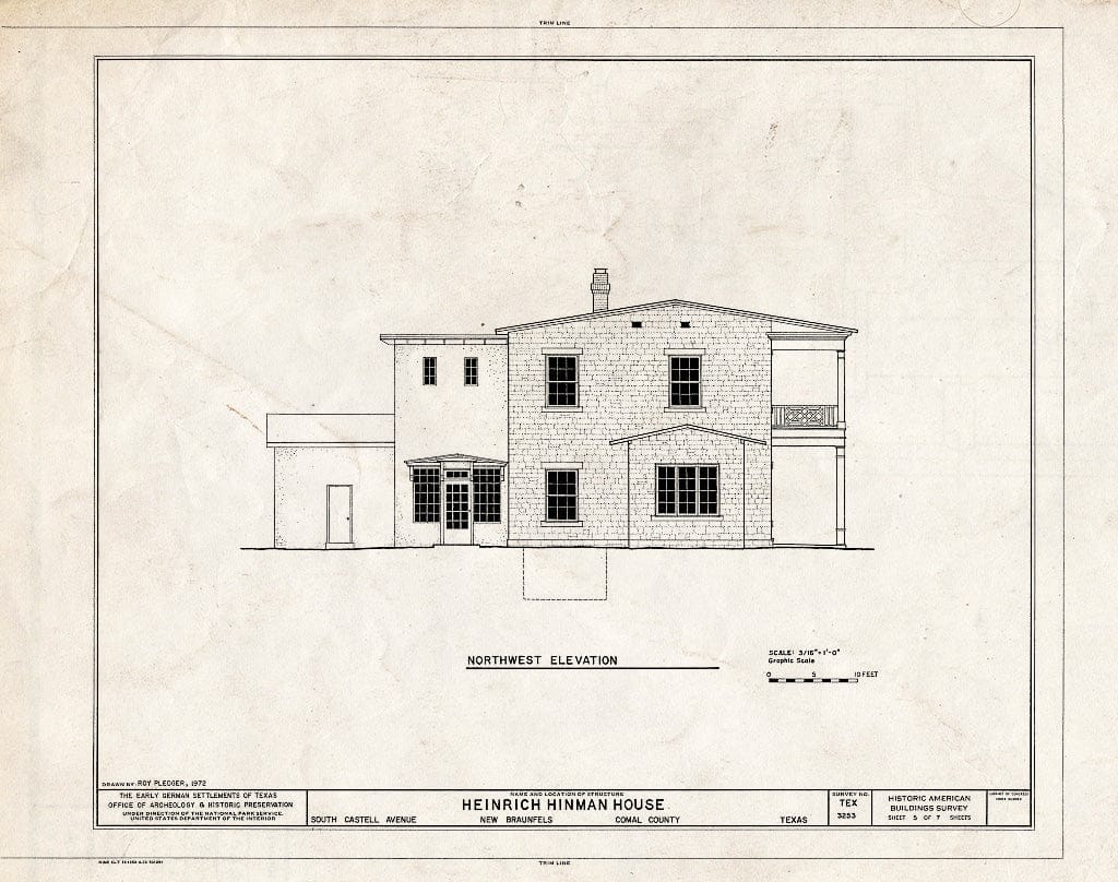 Blueprint HABS TEX,46-NEBRA,7- (Sheet 5 of 7) - Heinrich Hinman House ...