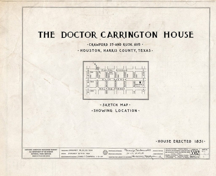 Blueprint HABS TEX,101-HOUT,2- (Sheet 0 of 4) - Dr. Carrington House ...