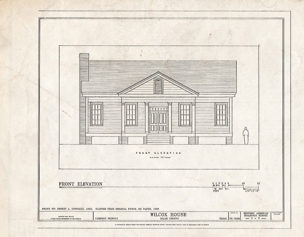 Blueprint HABS TEX,166-CAM.V,2- (Sheet 3 of 3) - Wilcox House, Cameron ...