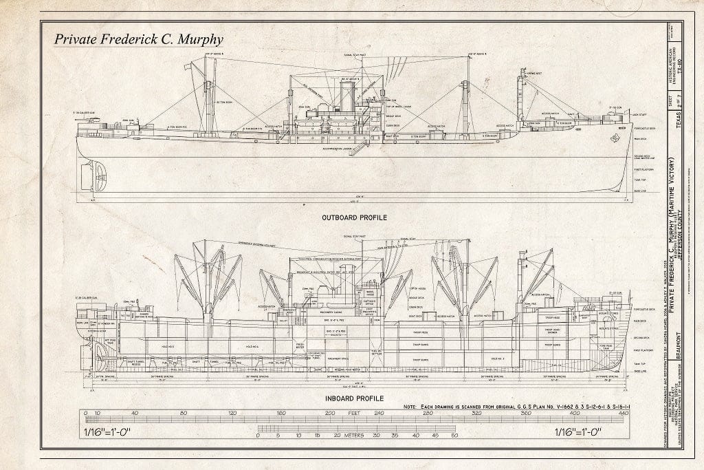 Blueprint Outboard Profile, Inboard Profile - Maritime Victory, Beaumo ...