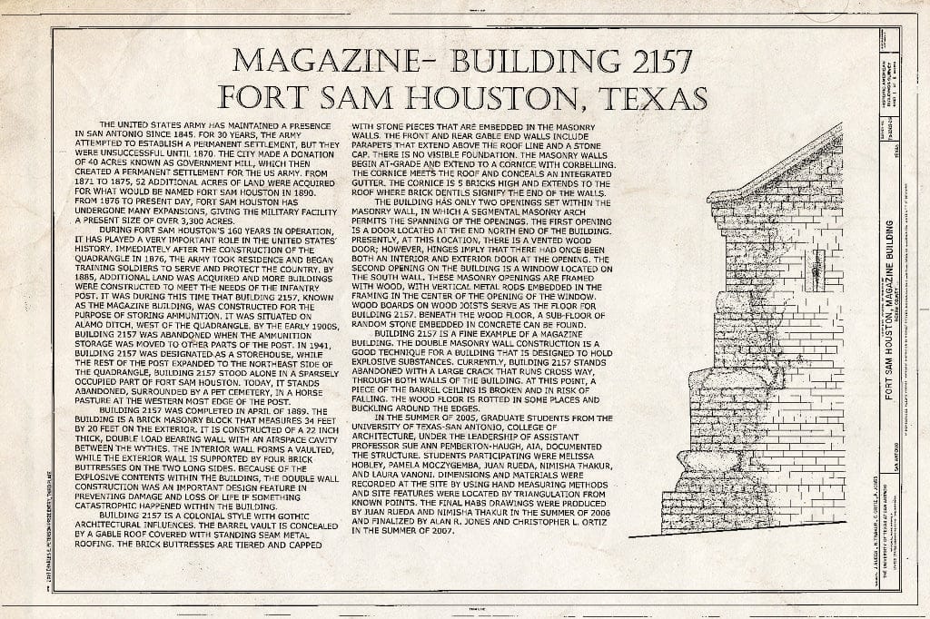 Blueprint Statement of Significance - Fort Sam Houston, Magazine Build ...