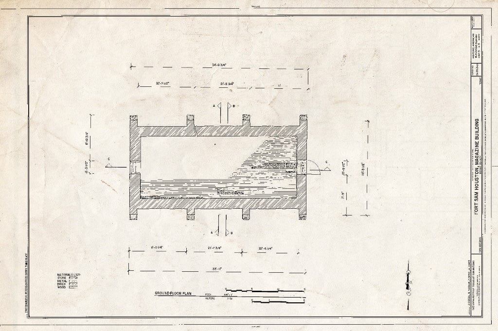 Blueprint Ground Floor Plan - Fort Sam Houston, Magazine Building, San ...
