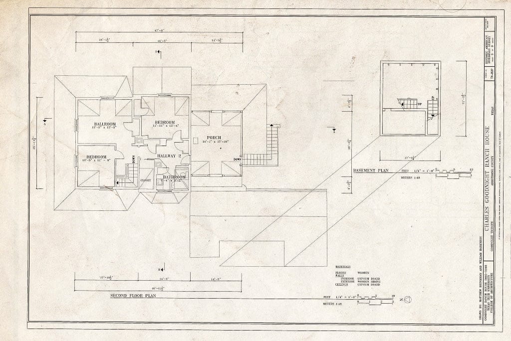 Blueprint Second Floor Plan - Charles Goodnight Ranch House, Goodnight ...